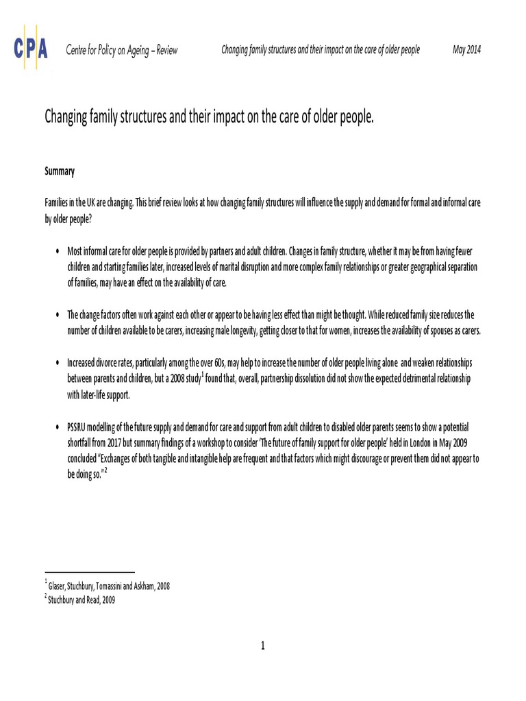 The Impact of Changing Family Structures on the Future Availability of ...