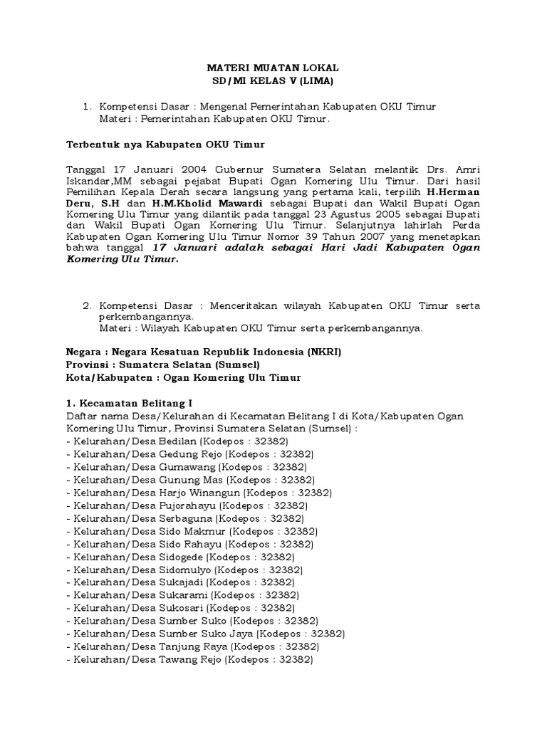 MATERI MUATAN LOKAL Baru | PDF