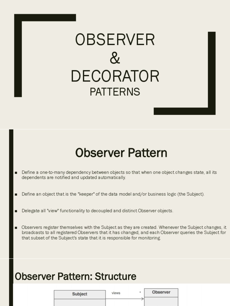 Observer & Decorator: Patterns | PDF | Class (Computer Programming ...