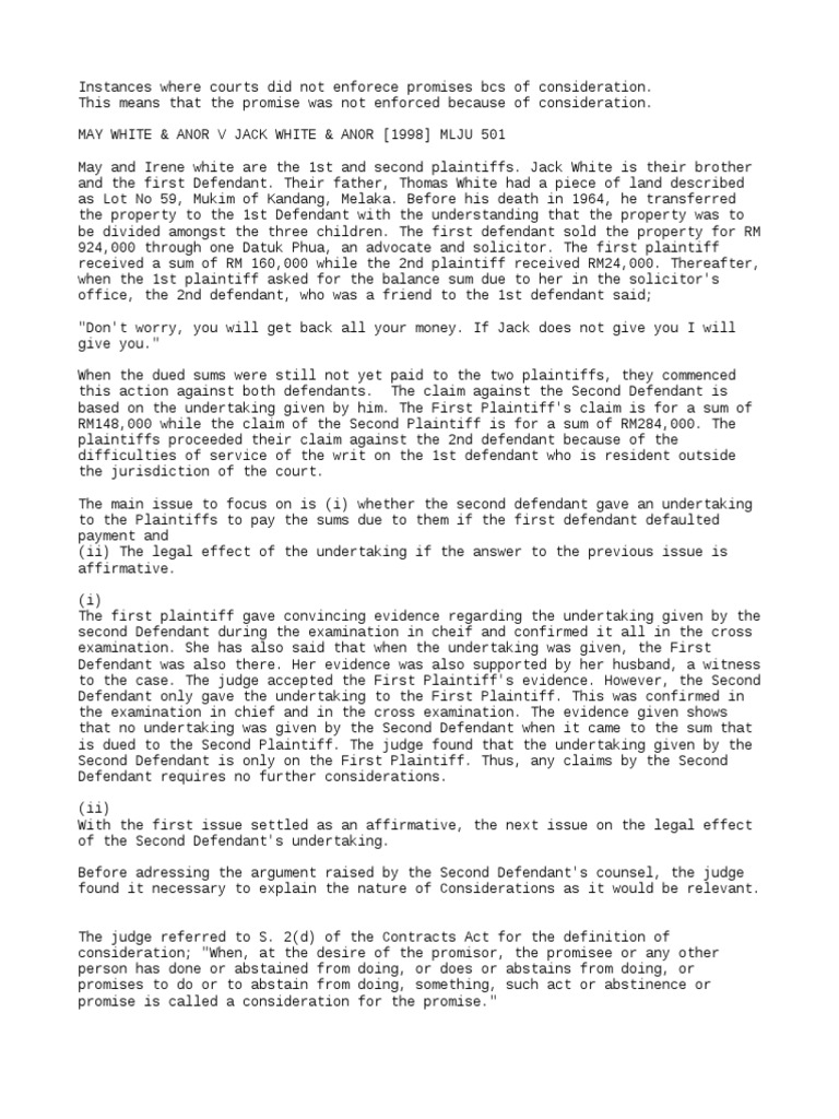 Legal Insights on Consideration | PDF | Guarantee | Consideration