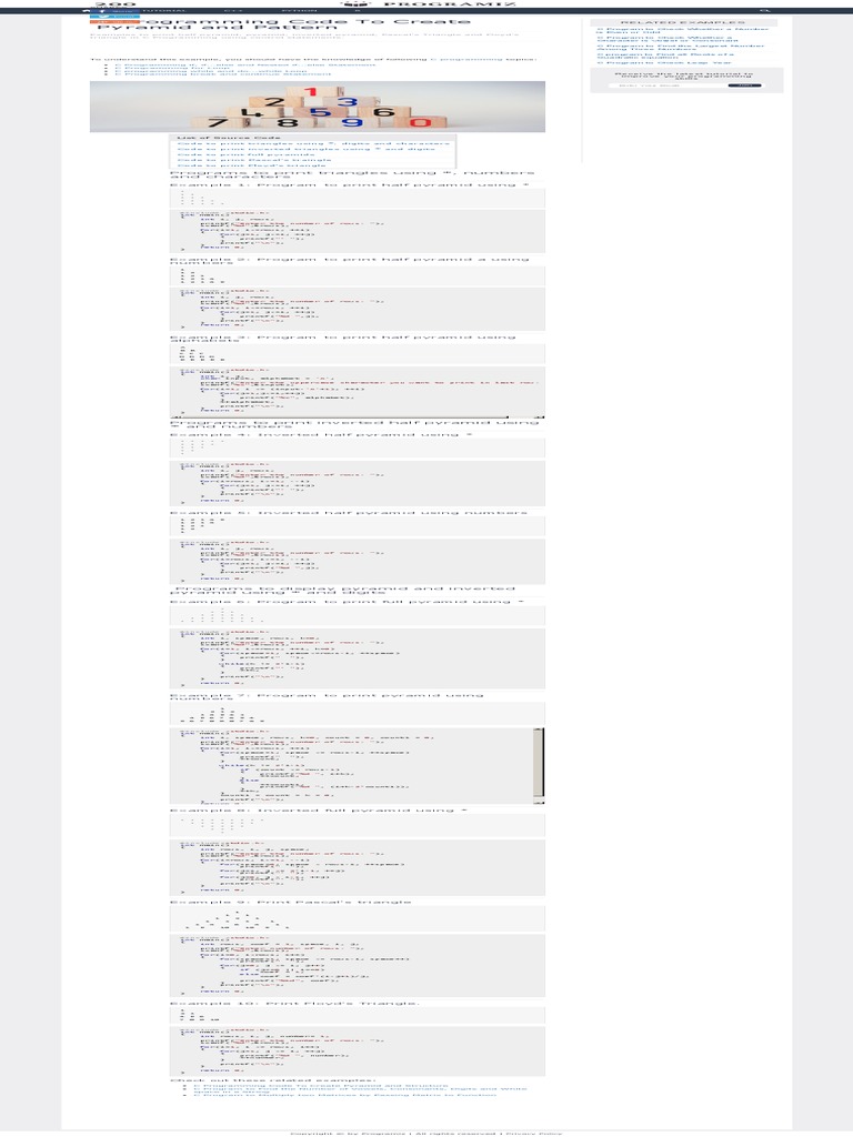 C Programming Code To Create Pyramid And Pattern Programs To Print