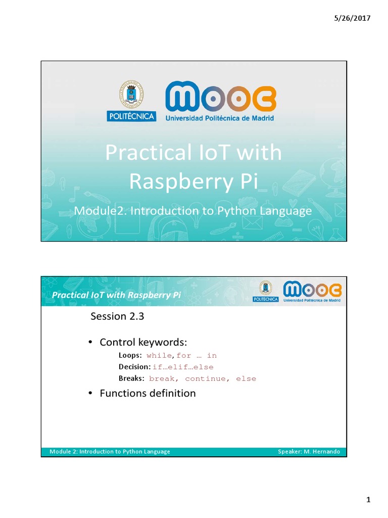 Practical Iot With Raspberry Pi: Module2. Introduction To Python Language | Download Free PDF ...