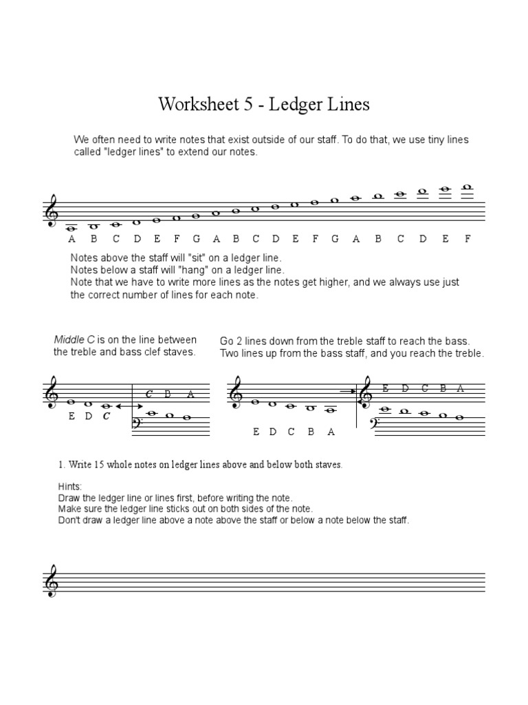 Worksheet 5 Ledger Lines | PDF