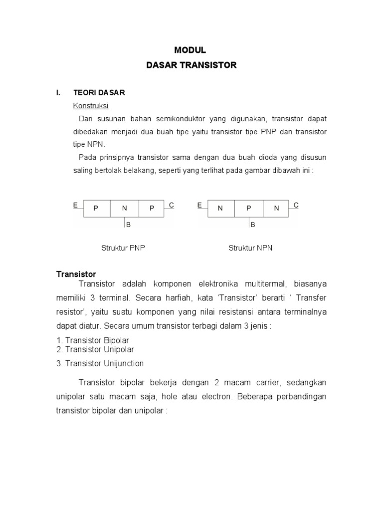Dasar Transistor | PDF | Metode & Bahan Ajar | Sains & Matematika