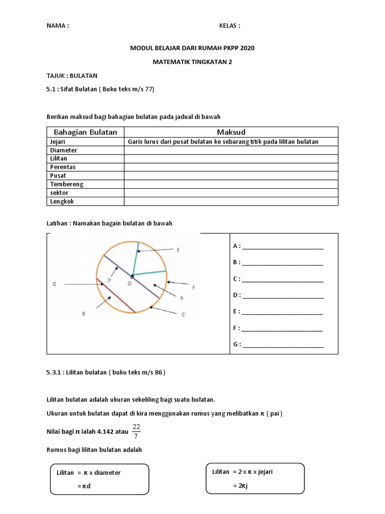 Modul Belajar Dari Rumah PKPP 2020 Bulatan | PDF