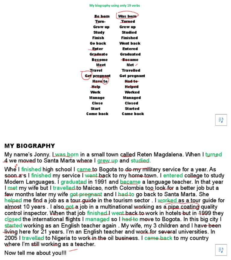 Biography With Only 19 Verbs | PDF