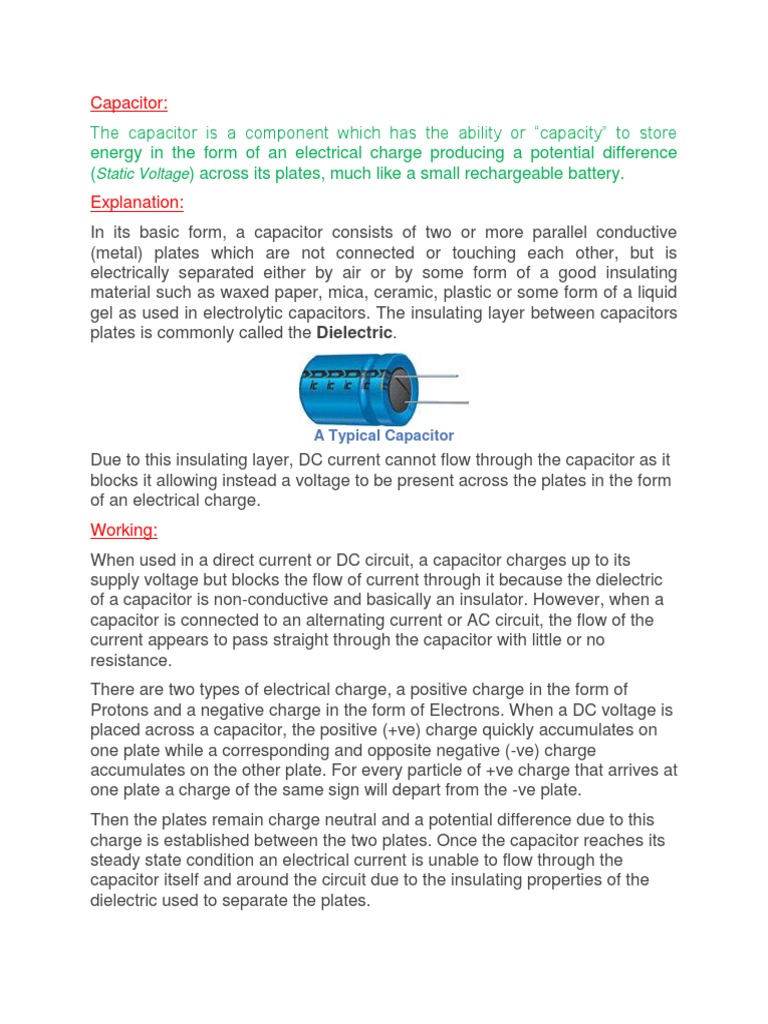Capacitors and Its Applications | PDF | Capacitance | Capacitor