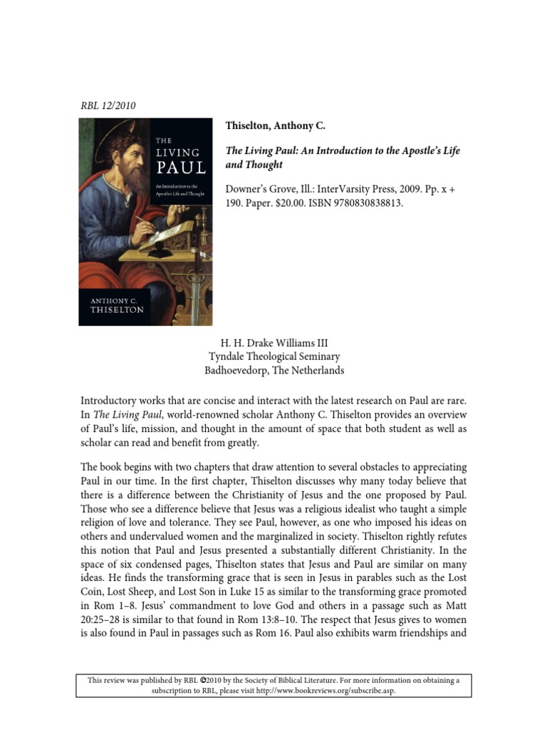 The Living Paul An Introduction To The A PDF | PDF | Justification (Theology) | Paul The Apostle