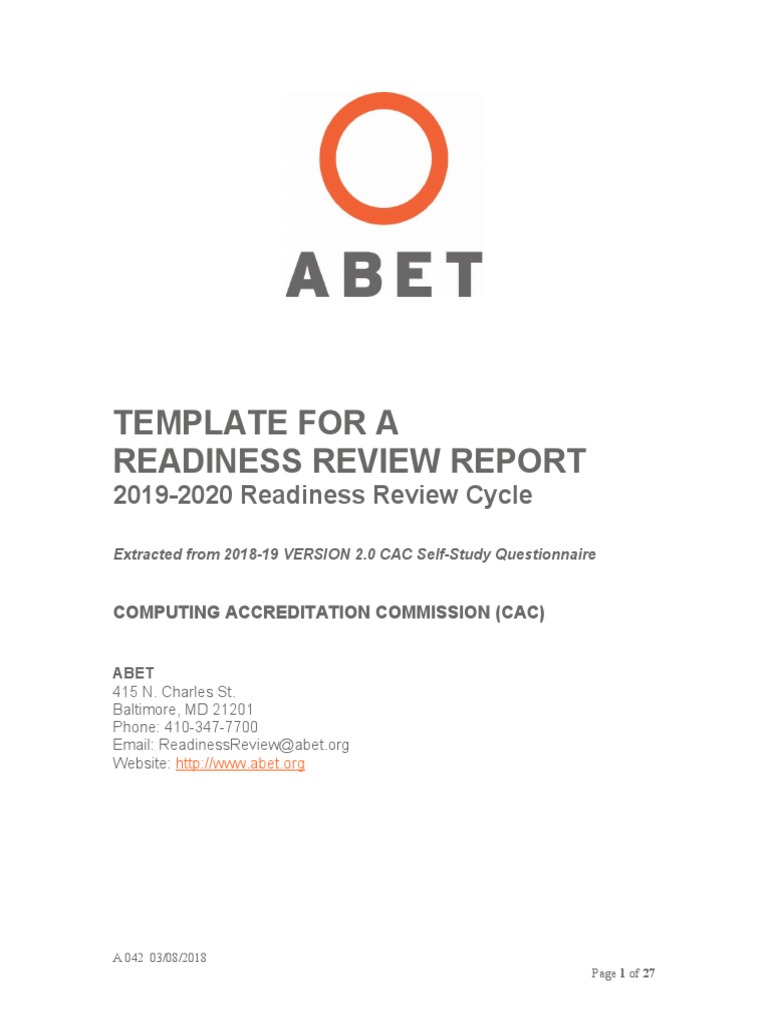 Template For A Readiness Review Report | PDF | Educational Assessment ...