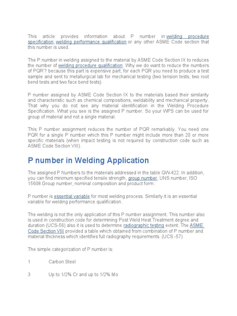 The Role of P and F Numbers in Reducing Welding Procedure Qualification ...