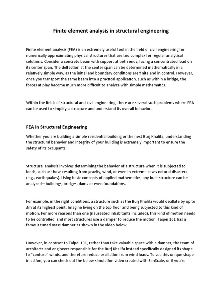 Finite Element Analysis in Structural Engineering | PDF | Finite ...