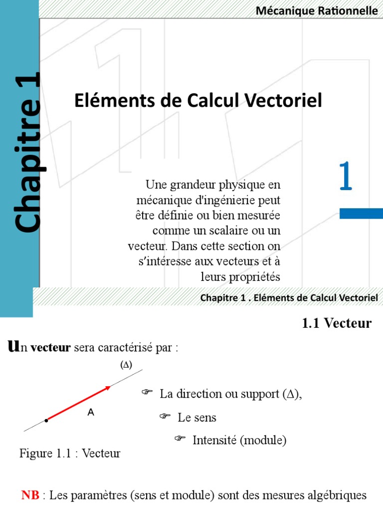 Éléments de Calcul Vectoriel | PDF | Scalaire (mathématiques) | Analyse ...