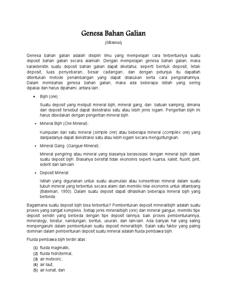 Genesa Bahan Galian - Endapan Primer | PDF | Sains & Matematika