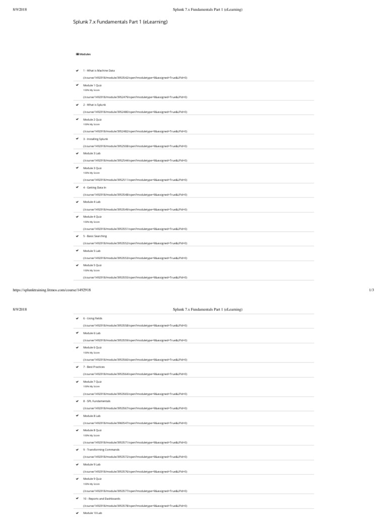Splunk 7.x Fundamentals Course | PDF | Computing | Information Technology