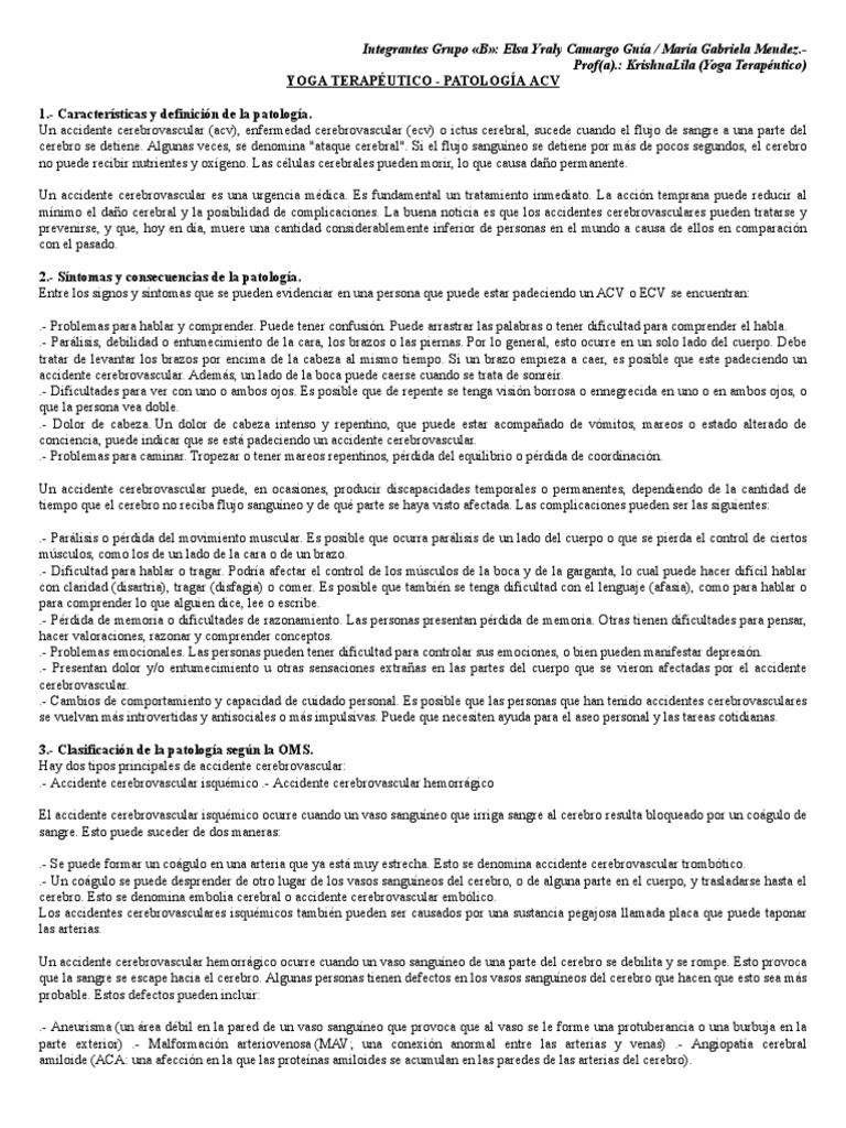 Yoga Terapeutico - Patología Acv | PDF | Carrera | Meditación