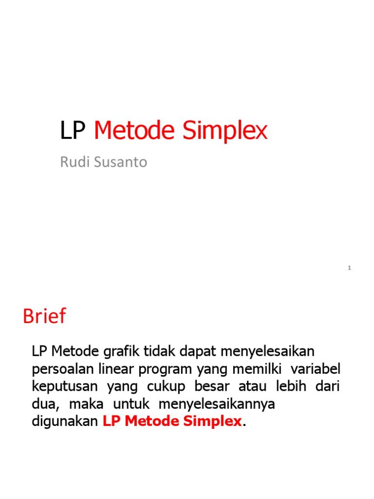 3 Linear Programming Metode Simplex | PDF