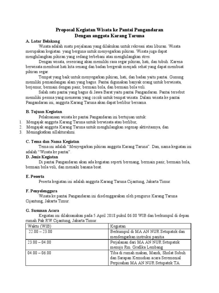 Contoh Proposal Tour | PDF