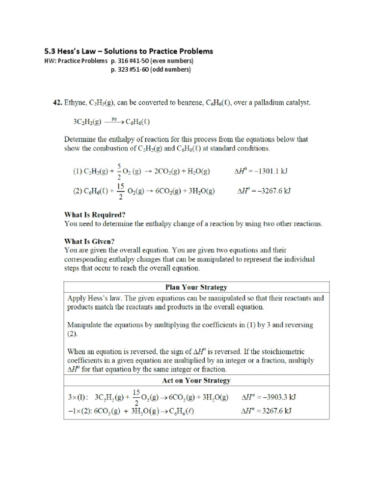 Hess's Law Practice Problems Solutions | PDF | Teaching Methods ...