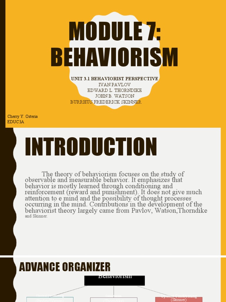 Behaviorism: Key Theorists & Concepts | PDF | Reinforcement | Classical ...