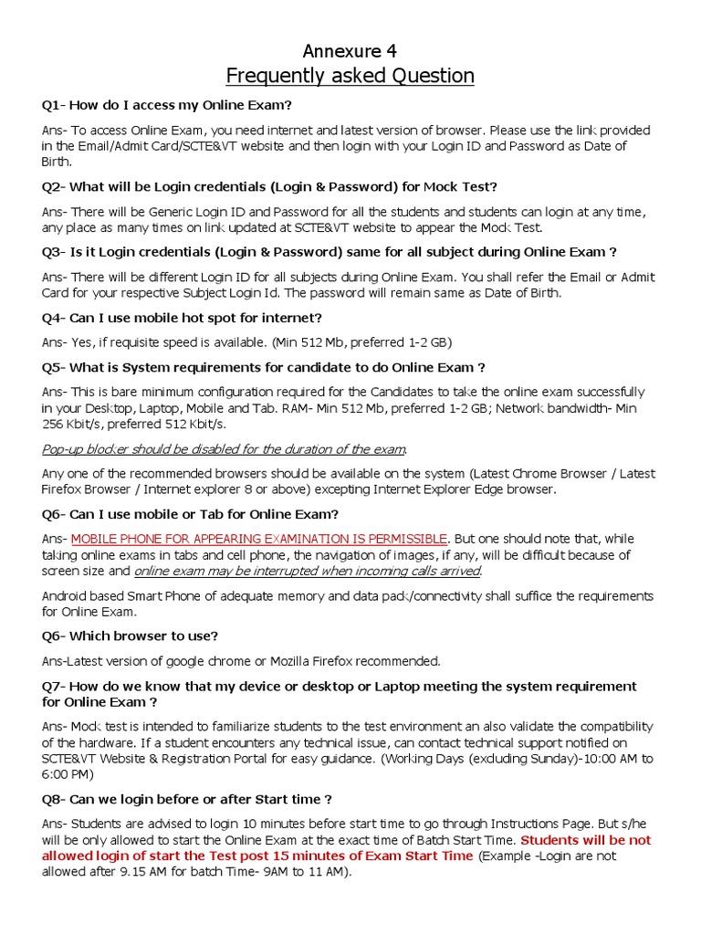 Annexure 4 FAQ PDF | PDF | Multiple Choice | Online And Offline