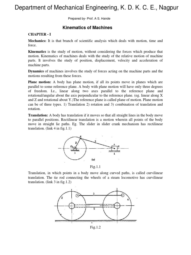 Kinematics of Machines PDF | PDF | Rotation Around A Fixed Axis ...