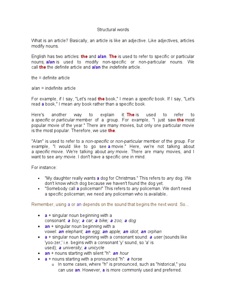 Structural Words | PDF | Grammatical Gender | Grammatical Number