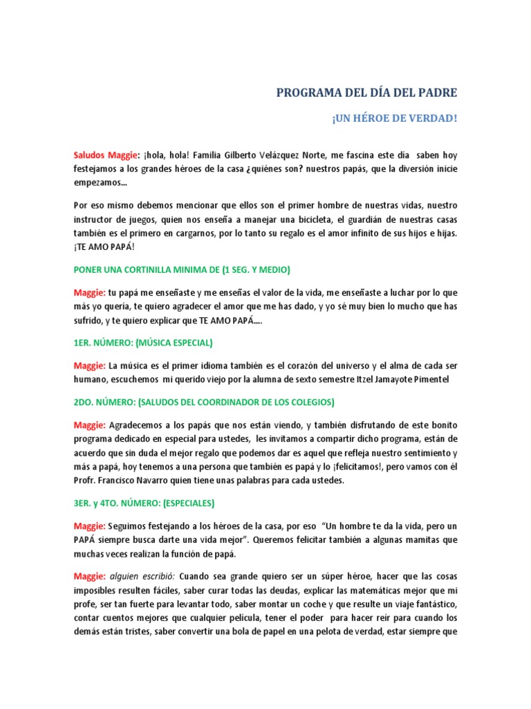 PROGRAMA DEL DÍA Día Del Padre 2020 | PDF