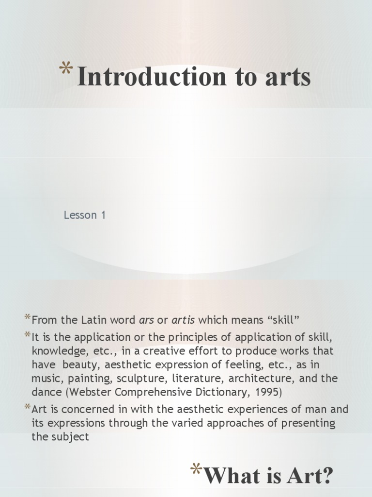 1 Arts Definition and Classification | PDF | Paintings | Performing Arts