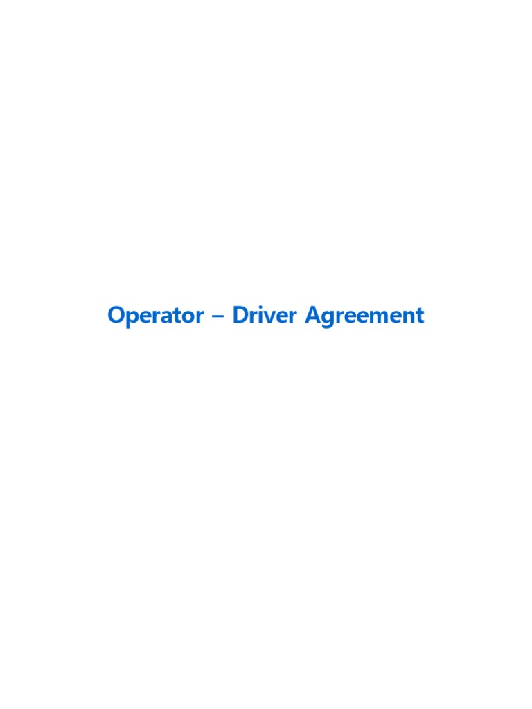 Operator - Driver Agreement | PDF | Workweek And Weekend | Business