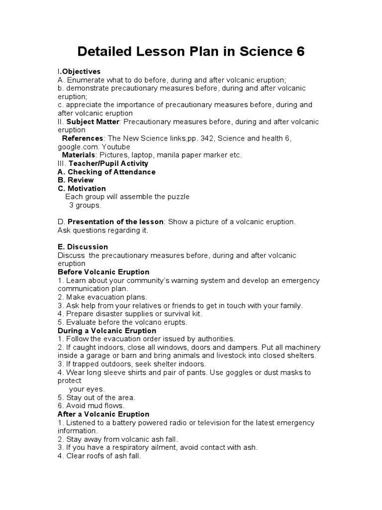 Detailed Lesson Plan in Science 6 | PDF | Volcanic Ash | Volcano