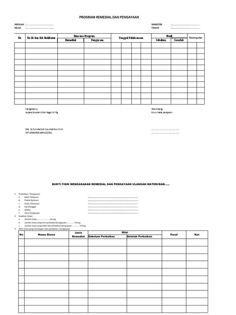 Format Remedial Dan Pengayaan | PDF