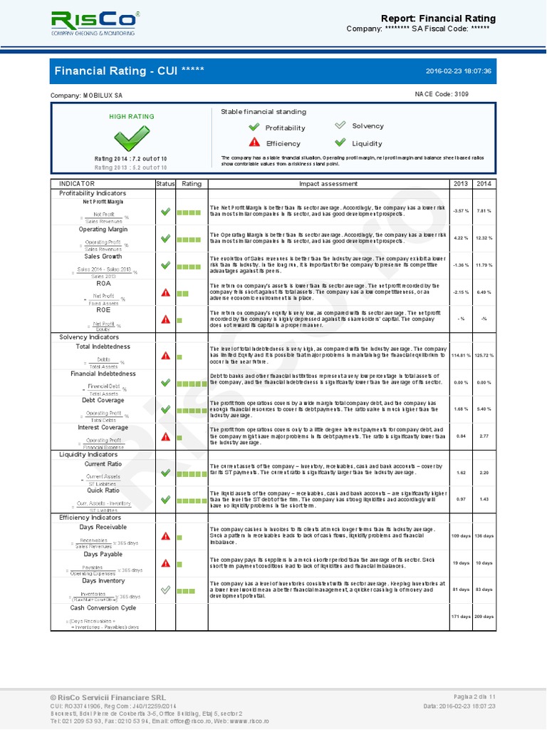 Risco - Ro: Financial Rating - Cui | PDF | Debt | Market Liquidity