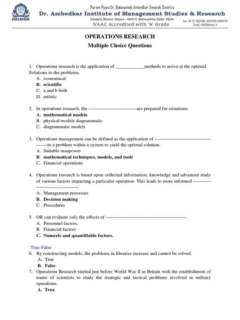 MCQ or | PDF | Mathematical Optimization | Linear Programming