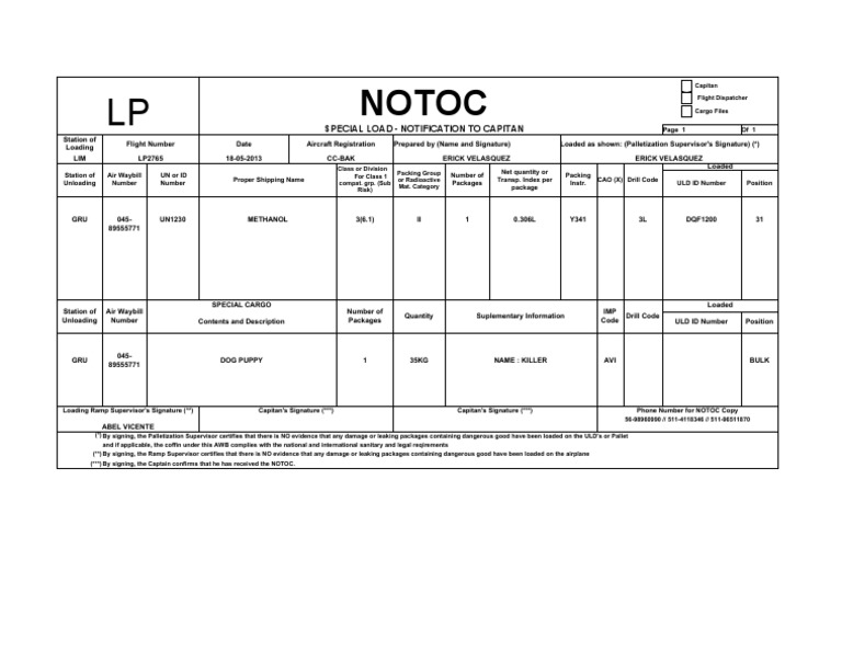 Notoc LP2765 | PDF | Transport | Aviation