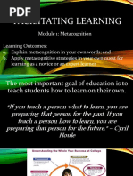 Module 1 Metacognition | PDF | Metacognition | Learning