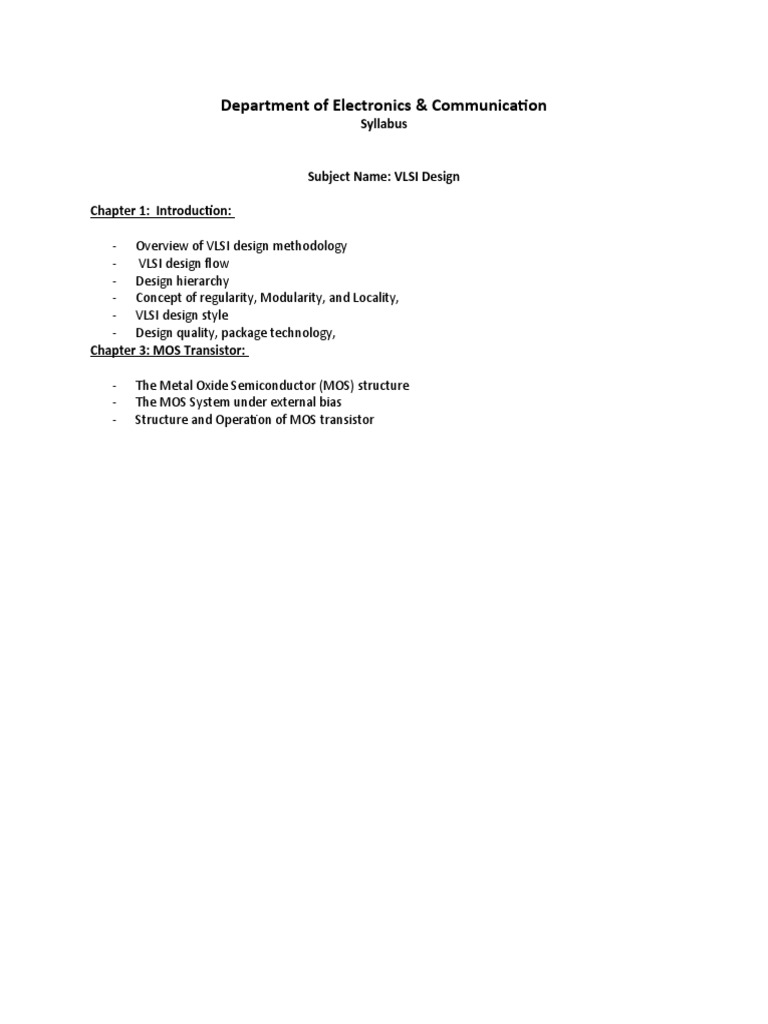 VLSI Syllabus-CE | PDF