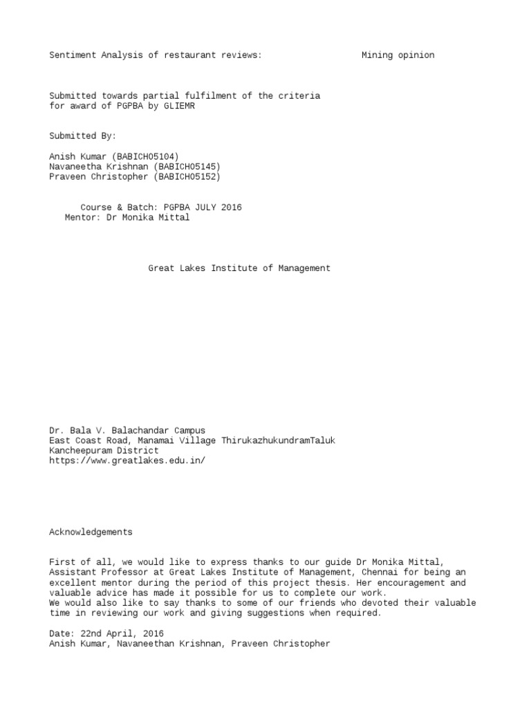Sentiment Analysis of Zomato Reviews | PDF | Statistical Classification ...