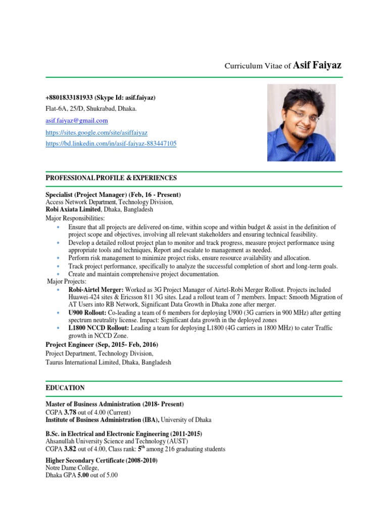 Asif Faiyaz - CV | PDF | 3 G | Computing