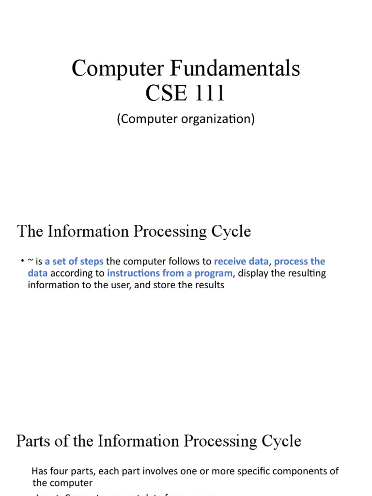 Computer Fundamentals CSE 111 | PDF | Computer Data Storage | Input/Output