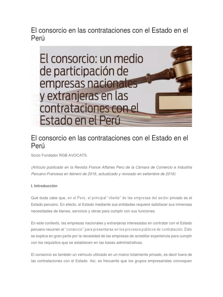Consorcios en Contrataciones del Estado Perú | PDF | Contabilidad ...