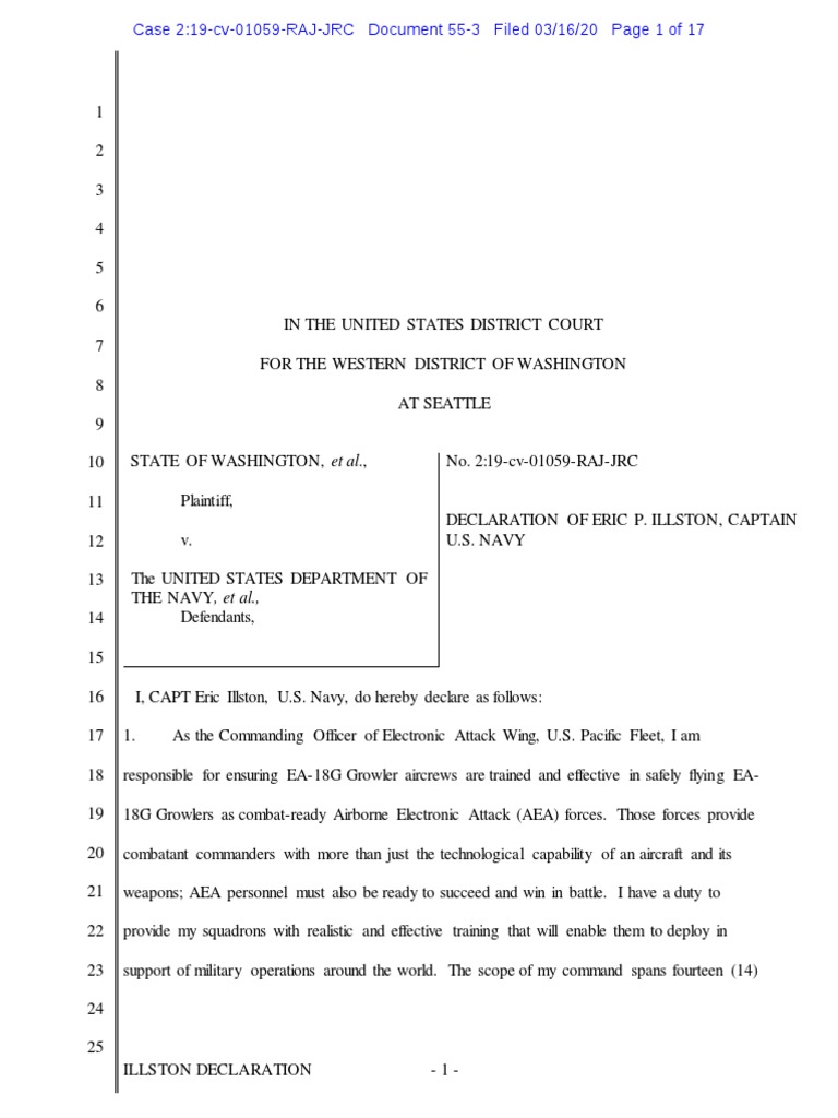 55-3 Declaration of Eric P. Illston, Captain U.S. Navy | PDF | United ...
