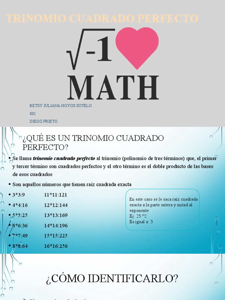 Trinomio Cuadrado Perfecto | PDF