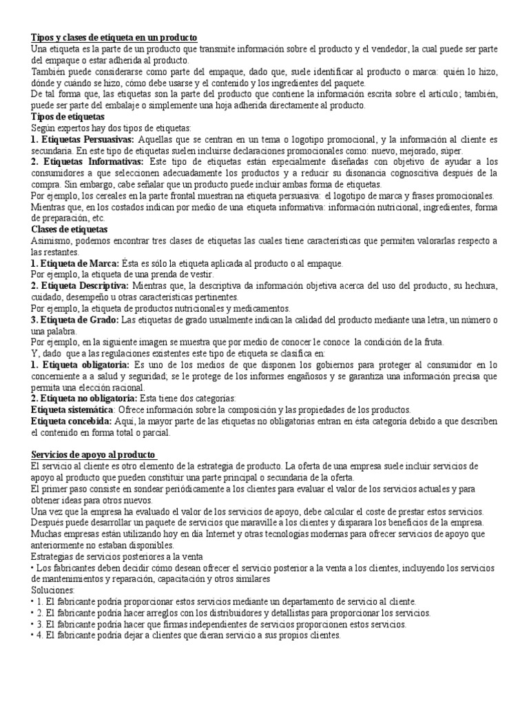 Tipos y Clases de Etiqueta en Un Producto | PDF | Marca | Etiqueta