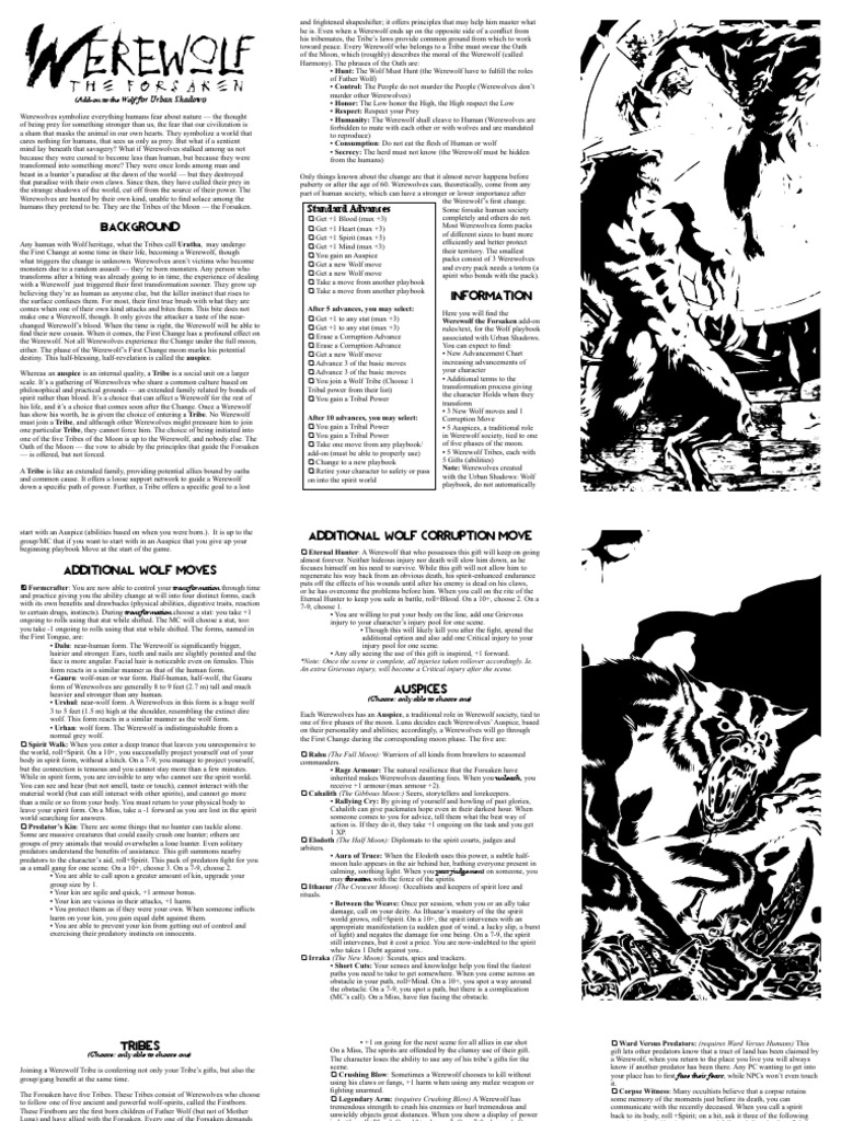 Urban Shadows - Addon - Werewolf The Forsaken | PDF | Werewolves