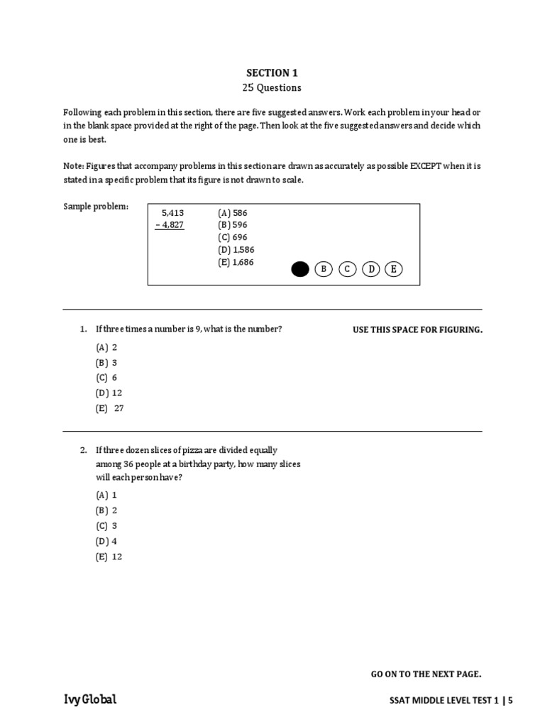 25 Questions: Section 1 | PDF | Teaching Mathematics