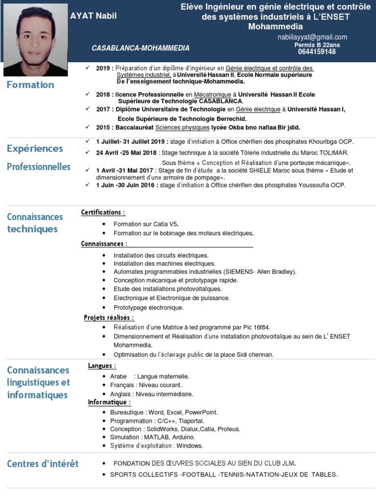 CV Ayat | PDF | Électronique | Informatique