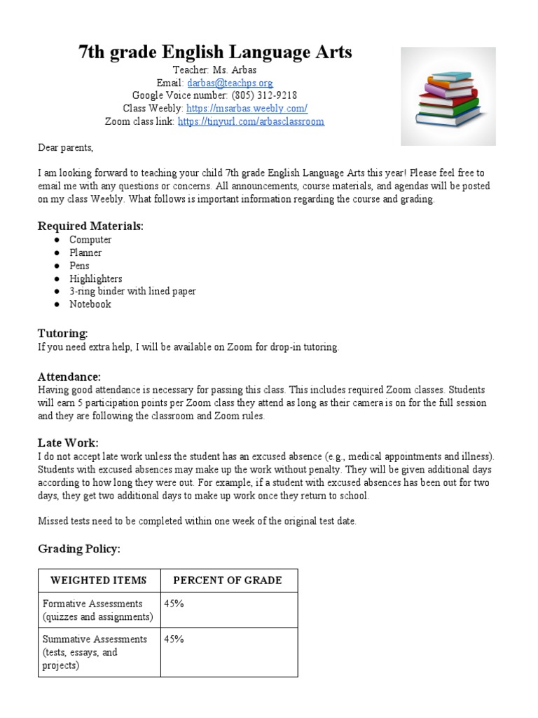 Arbas 7th Grade English Syllabus | PDF | Learning | Behavior Modification