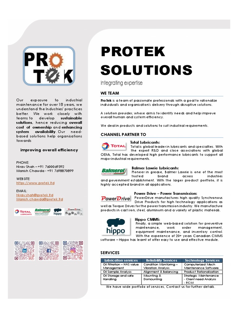 Protek Solutions: Integrating Expertise | PDF | Lubricant ...