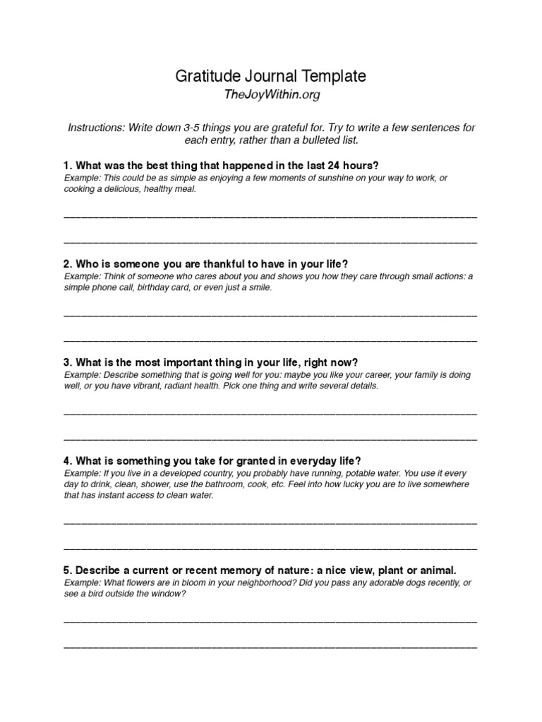 Gratitude Journal Template PDF Download PDF | PDF