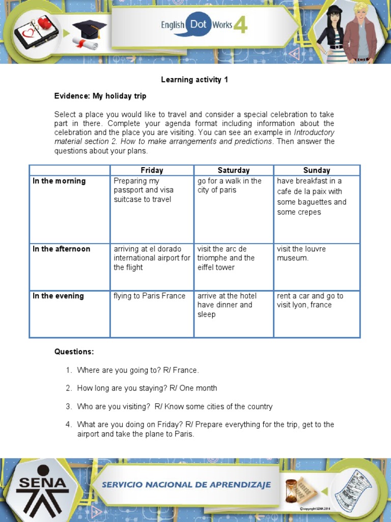 Learning Activity 1 Evidence: My Holiday Trip | PDF